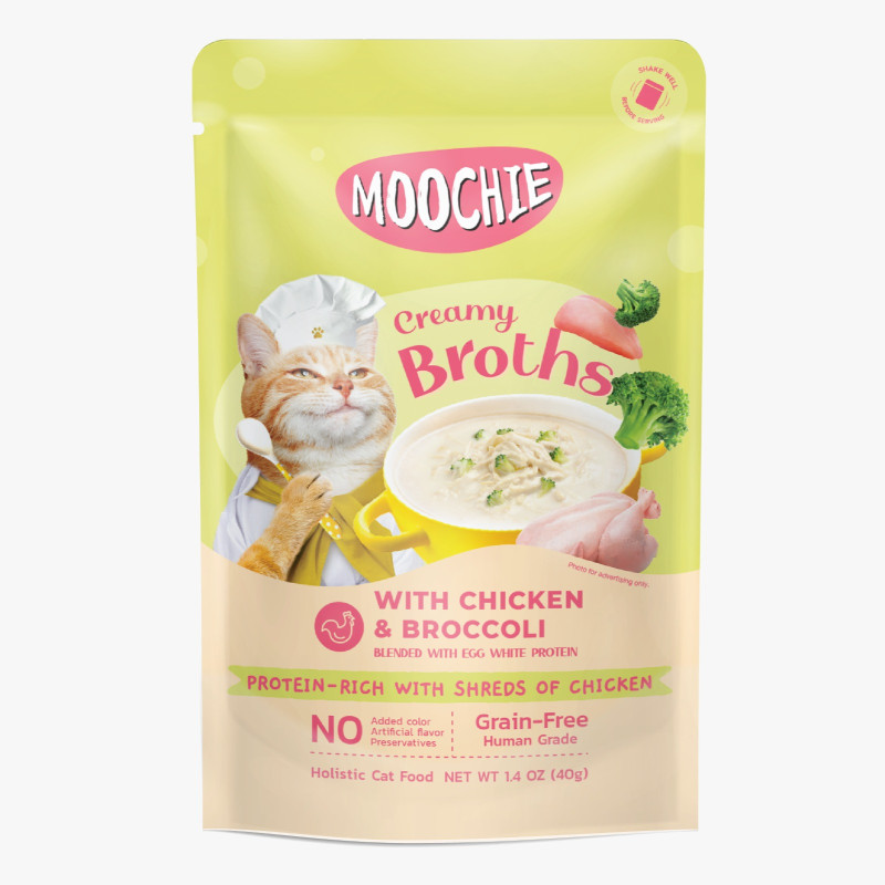 MOOCHIE CAT BROTHS Sopa cremosa de pollo y brócoli 40 GR